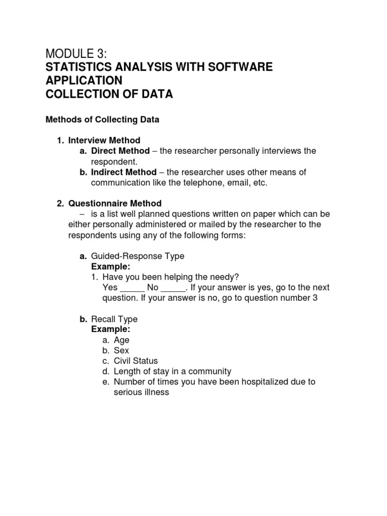 Statistics Analysis With Software Application Collection of Data | PDF ...