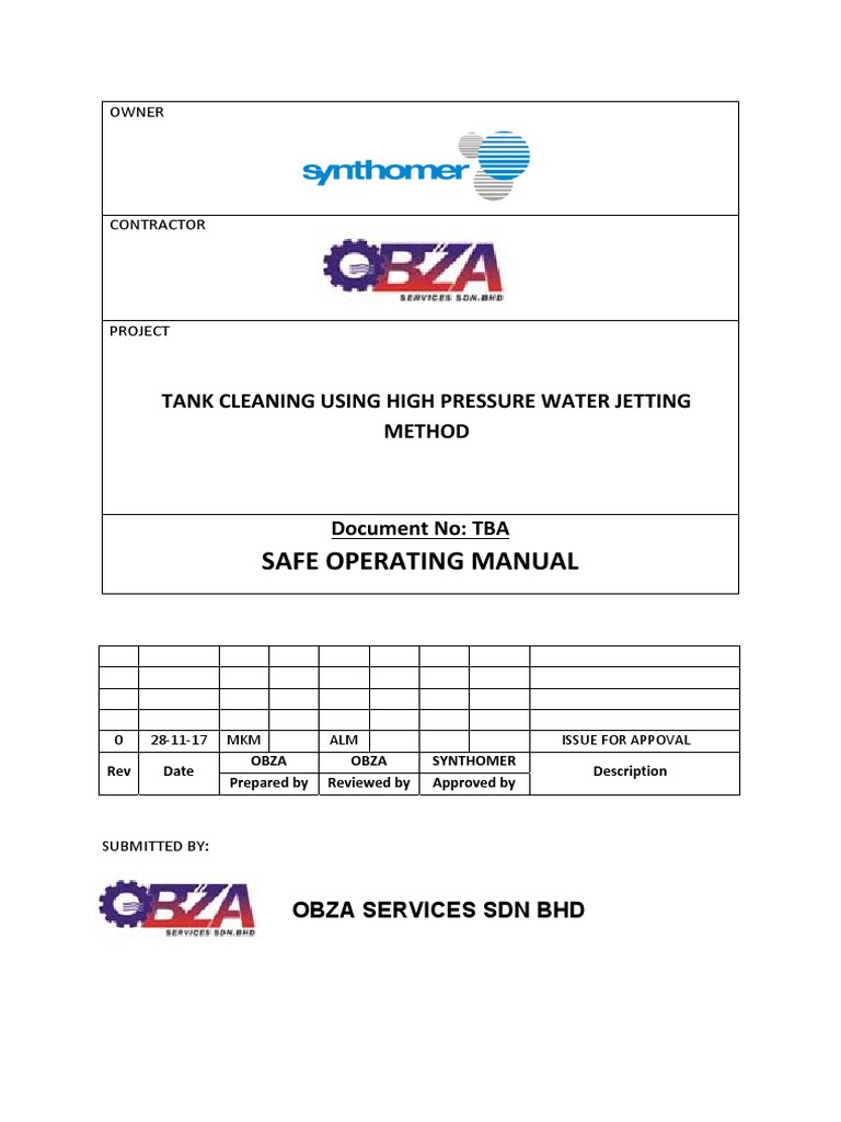 01 Safety Operating Manual For Water Jetting Work | PDF | Personal ...