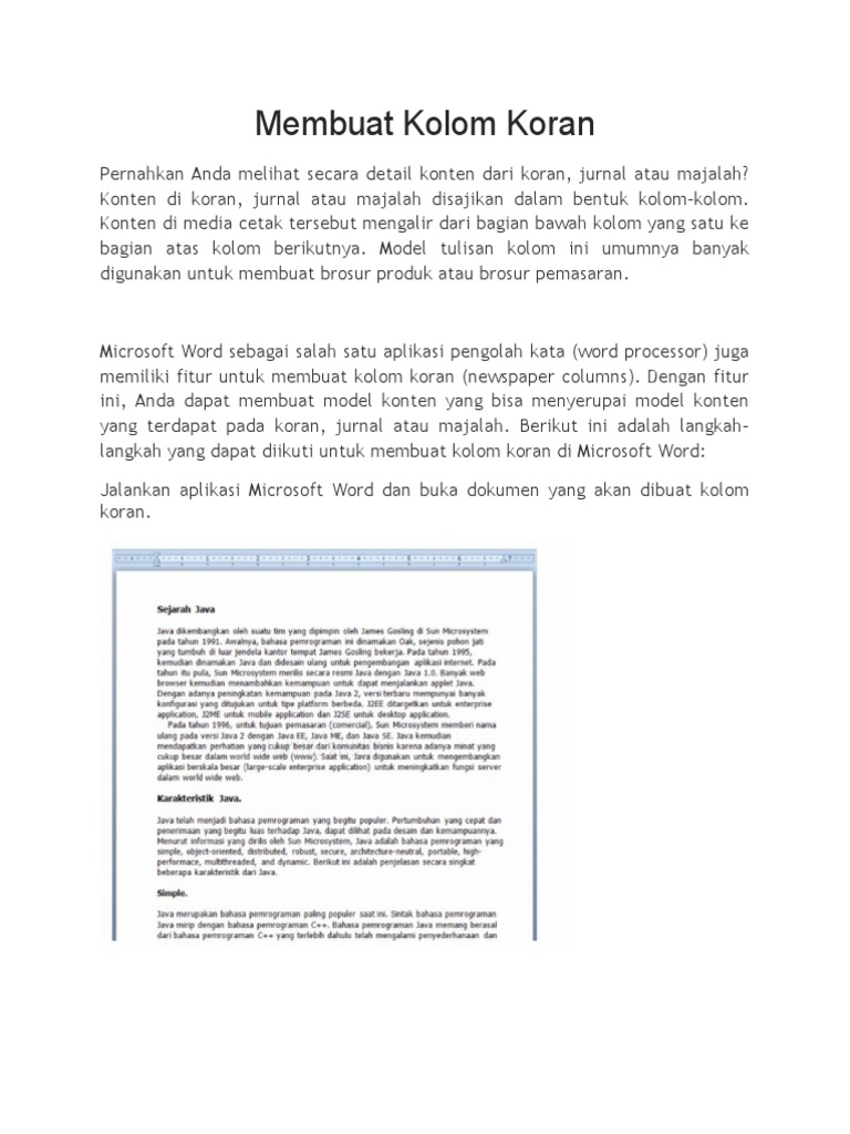 Cara Membuat Kolom Koran di Word | PDF | Komputer