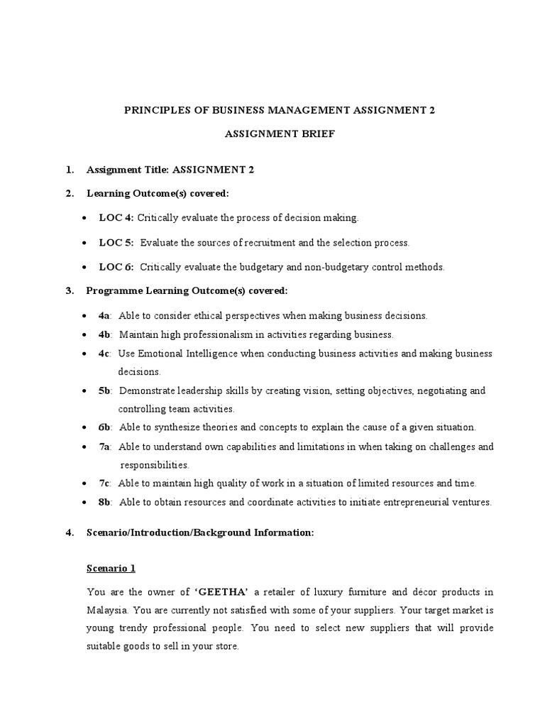 Principles of Business Management | PDF | Decision Making | Critical ...