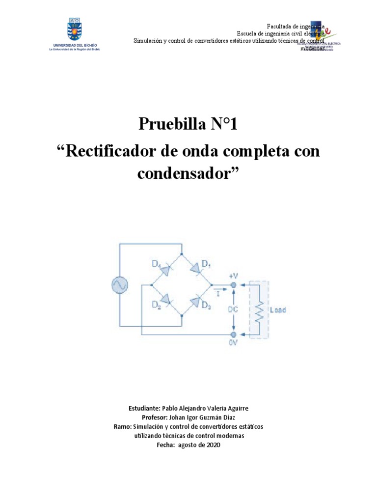 Pruebilla N°1 | PDF | Rectificador | Condensador