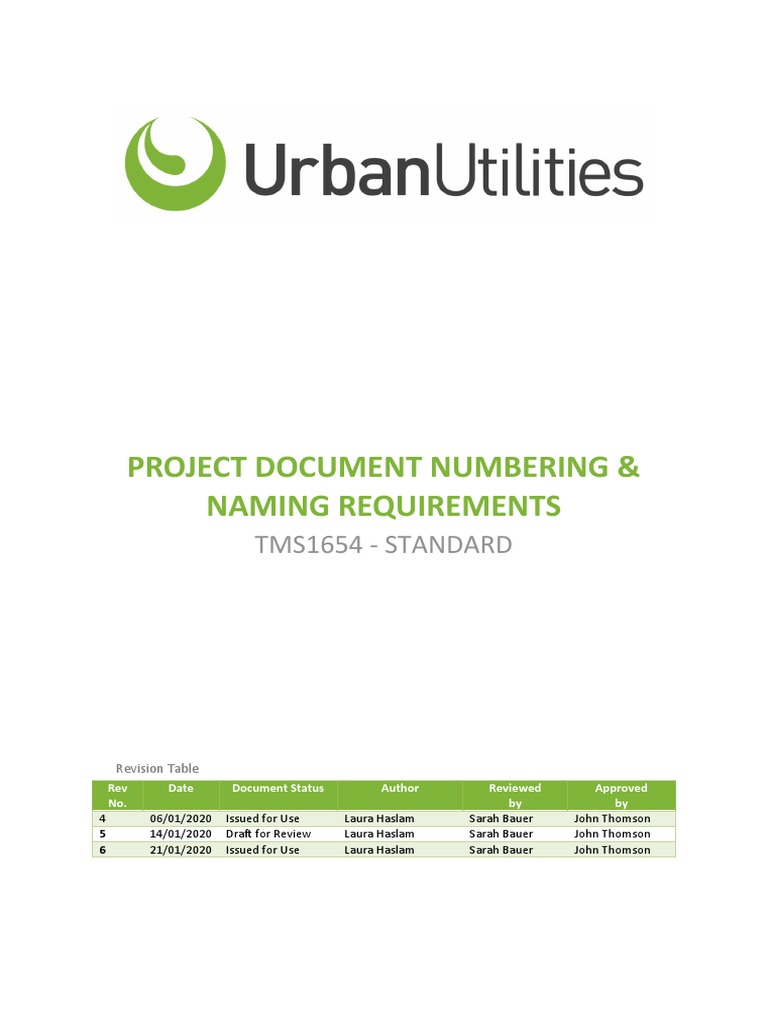 TMS1654 - 6 Project Document Numbering and Naming Requirements | Download Free PDF ...