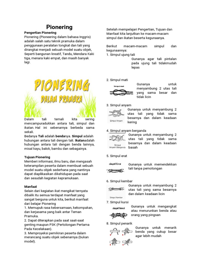Macam-Macam Simpul dan Ikatan dalam Pionering | PDF