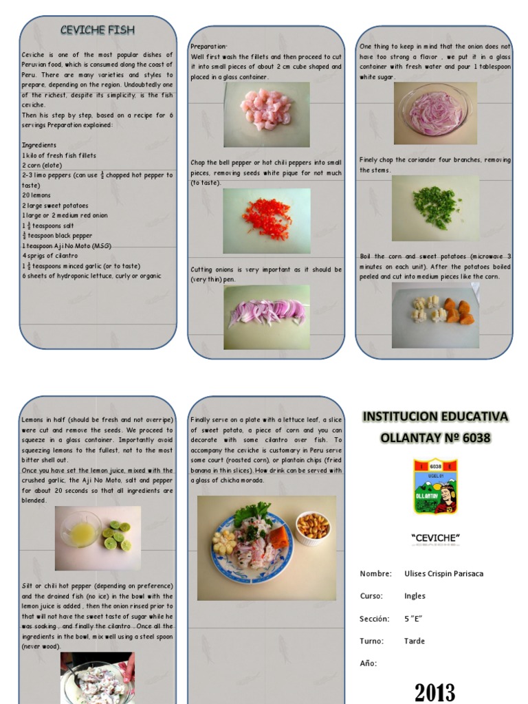 Ceviche Recipe and Ingredients in English | PDF | Vegetables | Cuisine ...