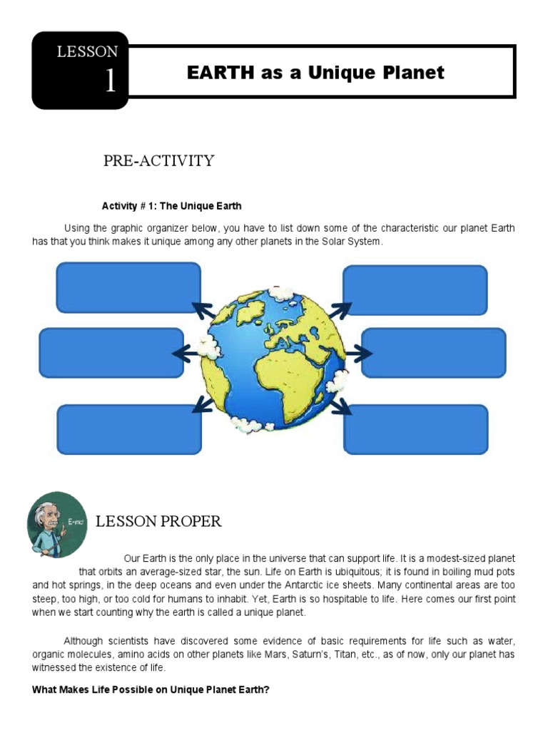 Lesson 1 Earth As A Unique Planet Module | PDF | Atmosphere | Magnetosphere