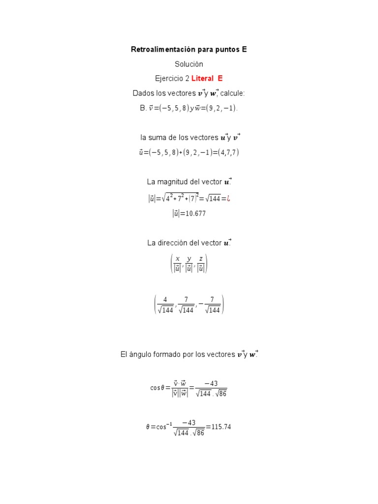 Retroalimentacion Algebra Lineal | PDF | Vector Euclidiano | Determinante