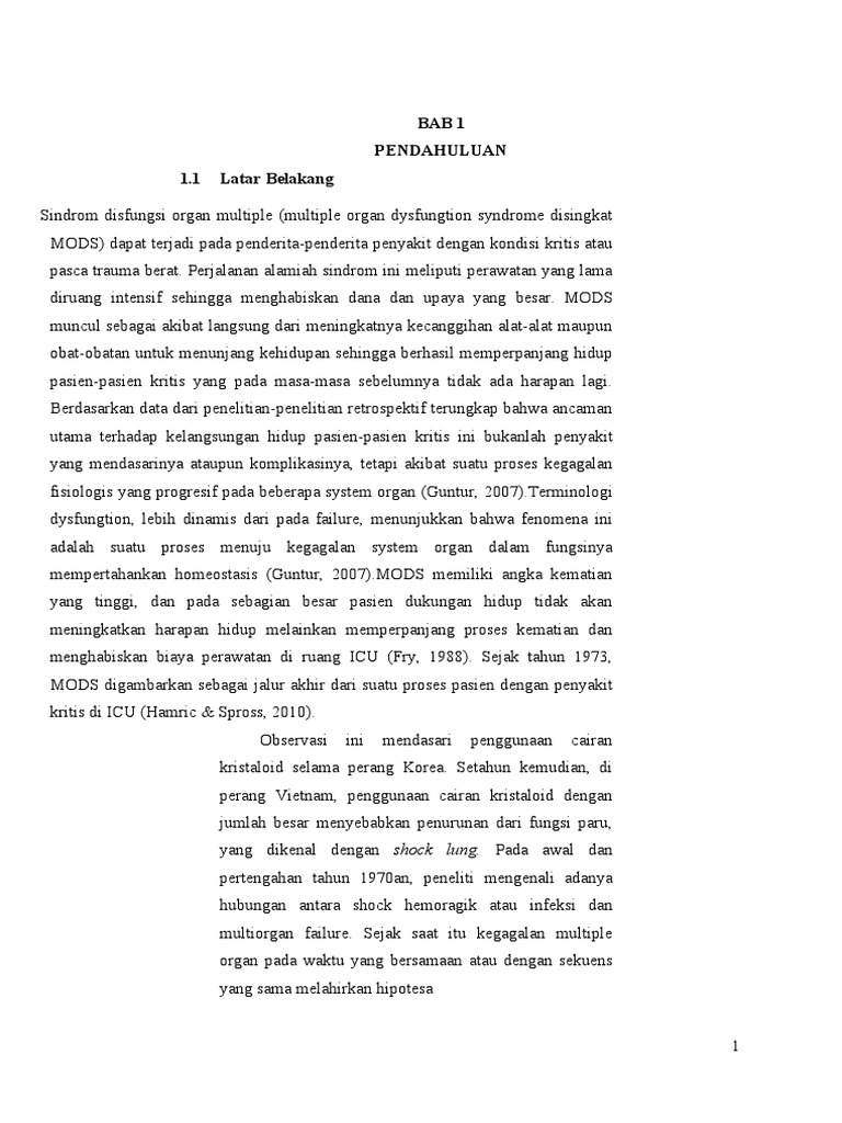 Pemahaman Sindrom Disfungsi Organ Multipel | PDF | Sains & Matematika