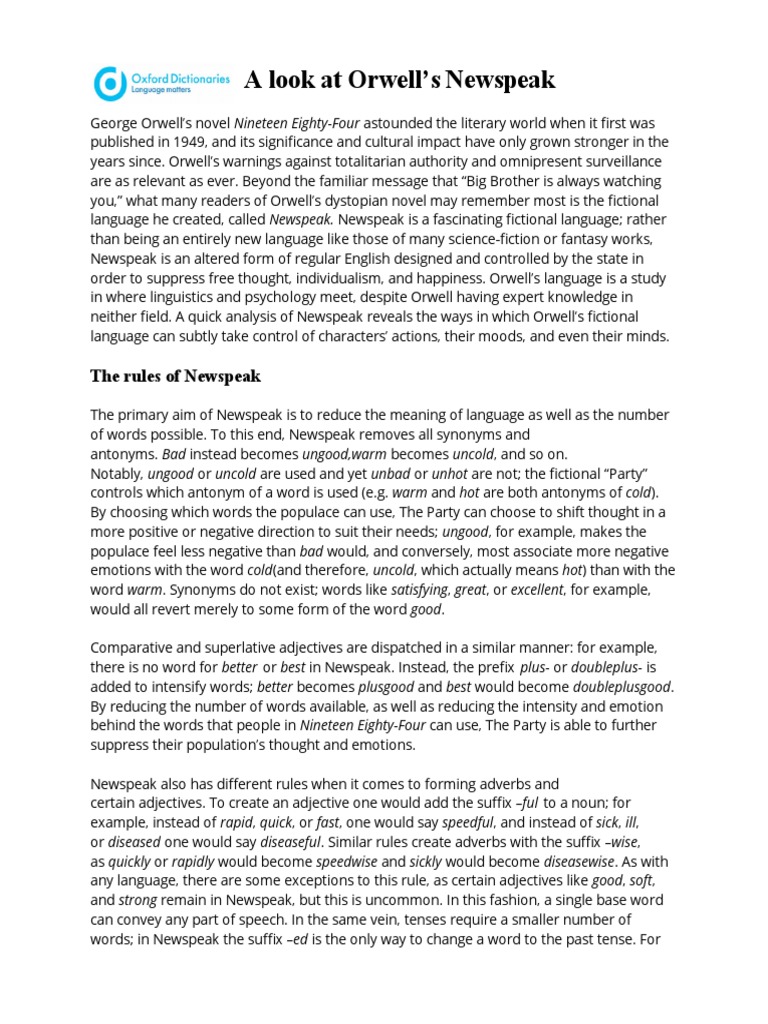 Oxford Orwells Newspeak | PDF | Cognition | Linguistics