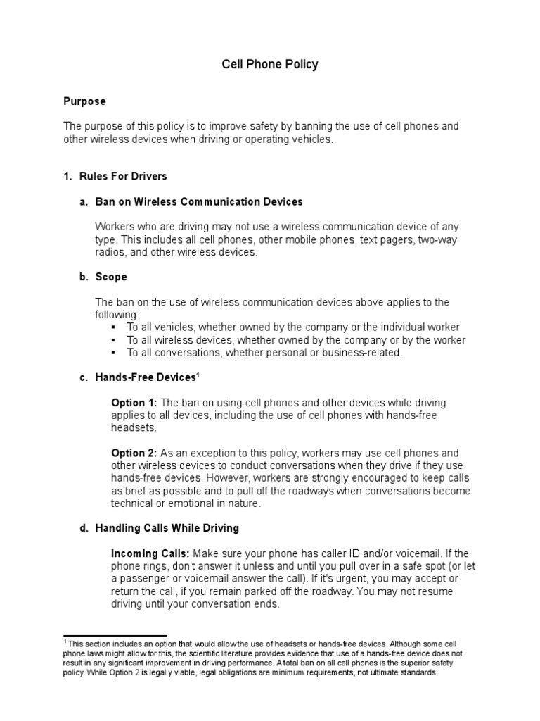Cell Phone Policy | PDF | Mobile Phones | Voicemail