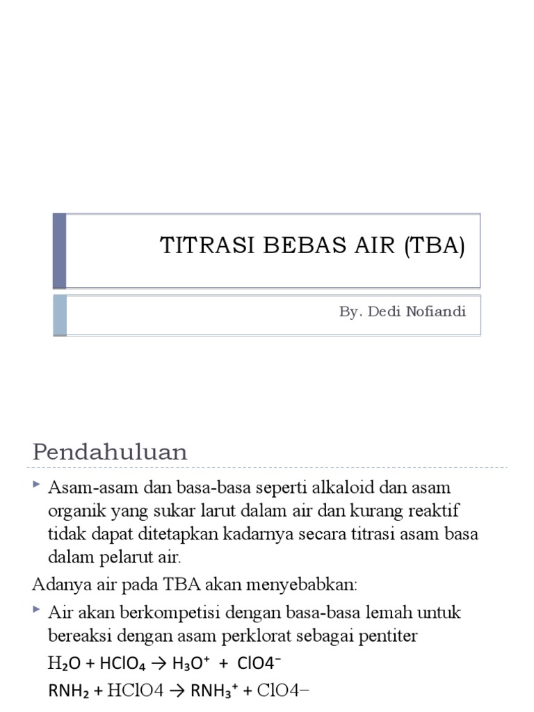Titrasi Bebas Air Metode Dan Pelarut Pdf Memasak Makanan