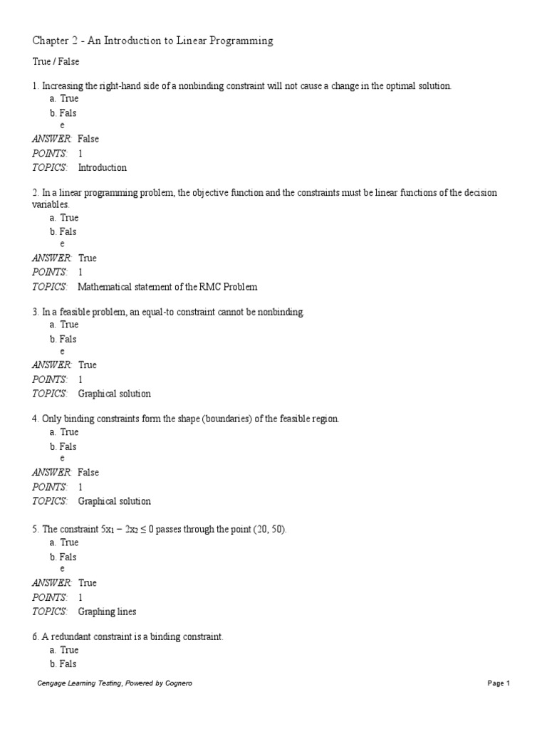 Chapter 2 - An Introduction To Linear Programming: Cengage Learning ...