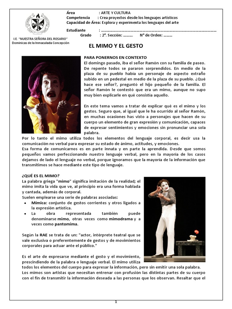 El Mimo y El Gesto | PDF | Comunicación no verbal | Comunicación humana