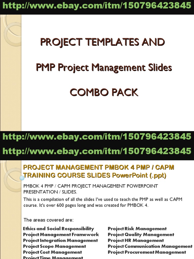 Project Templates and PMP Project Management Slides Combo Pack | PDF ...