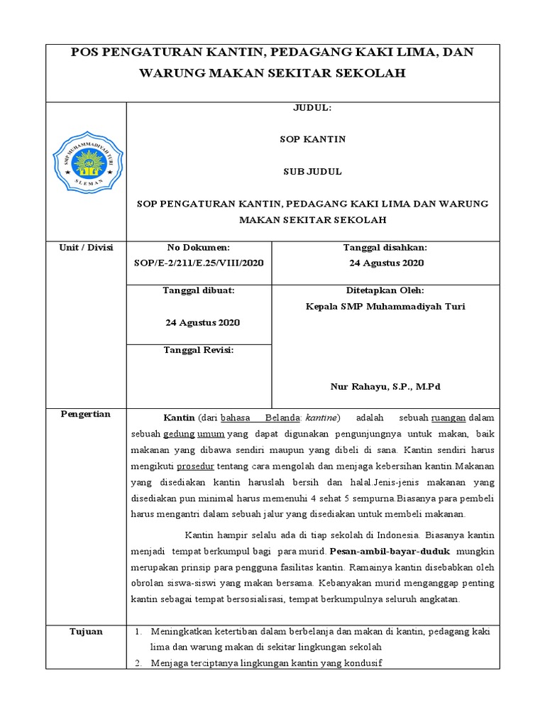 Sop Kantin | PDF