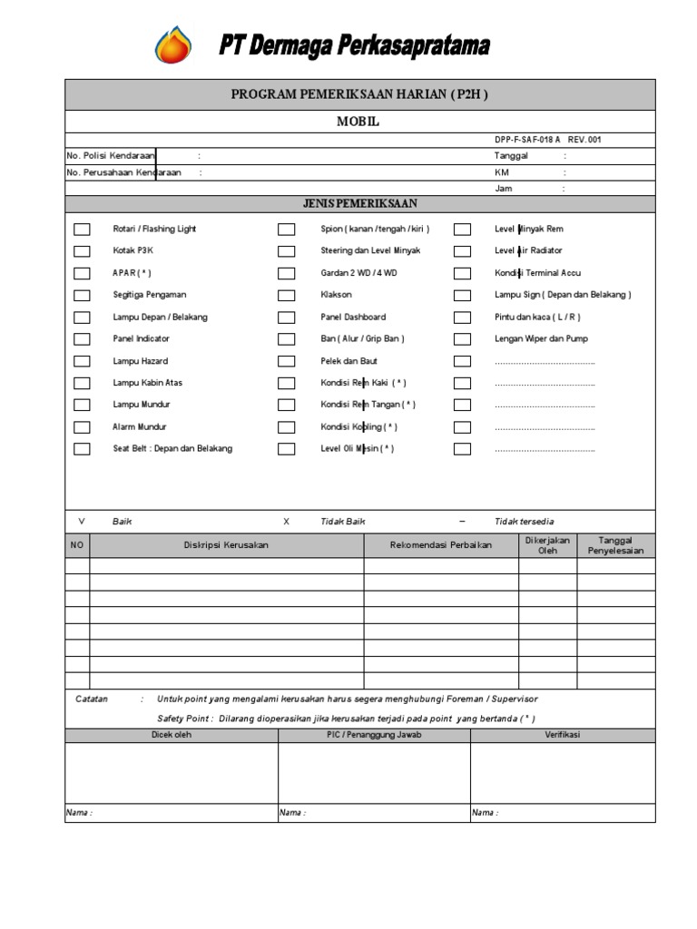 DPP-F-SAF-018 Program P2H (Version 1) | PDF
