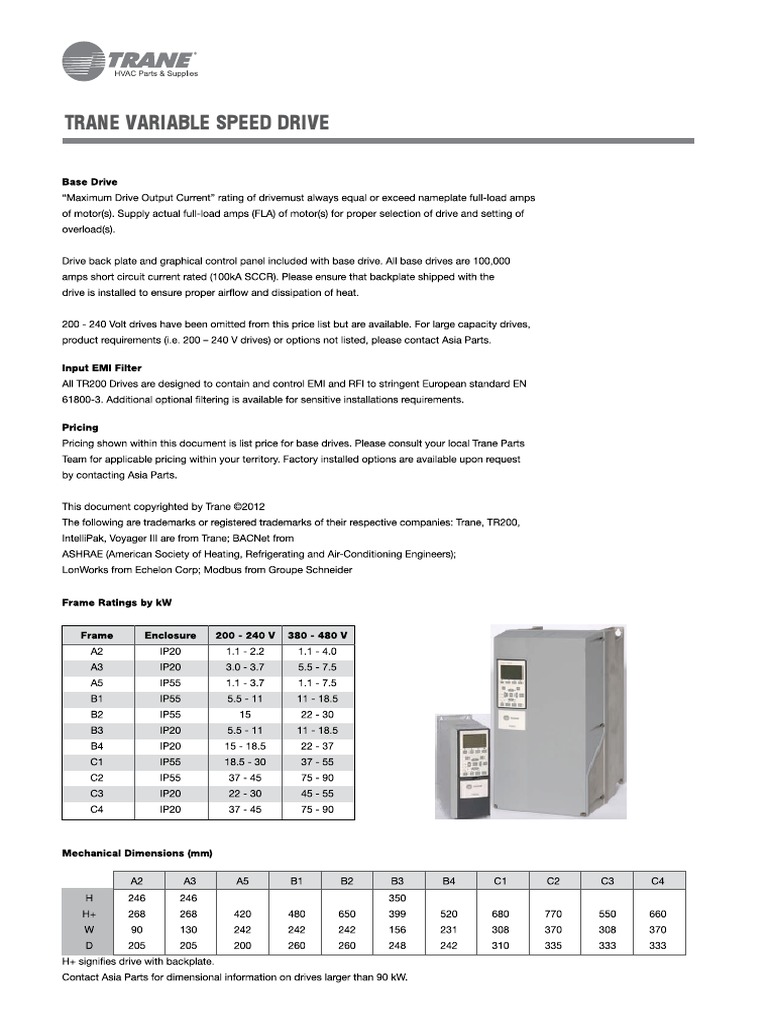 Trane Variable Speed Drive | PDF