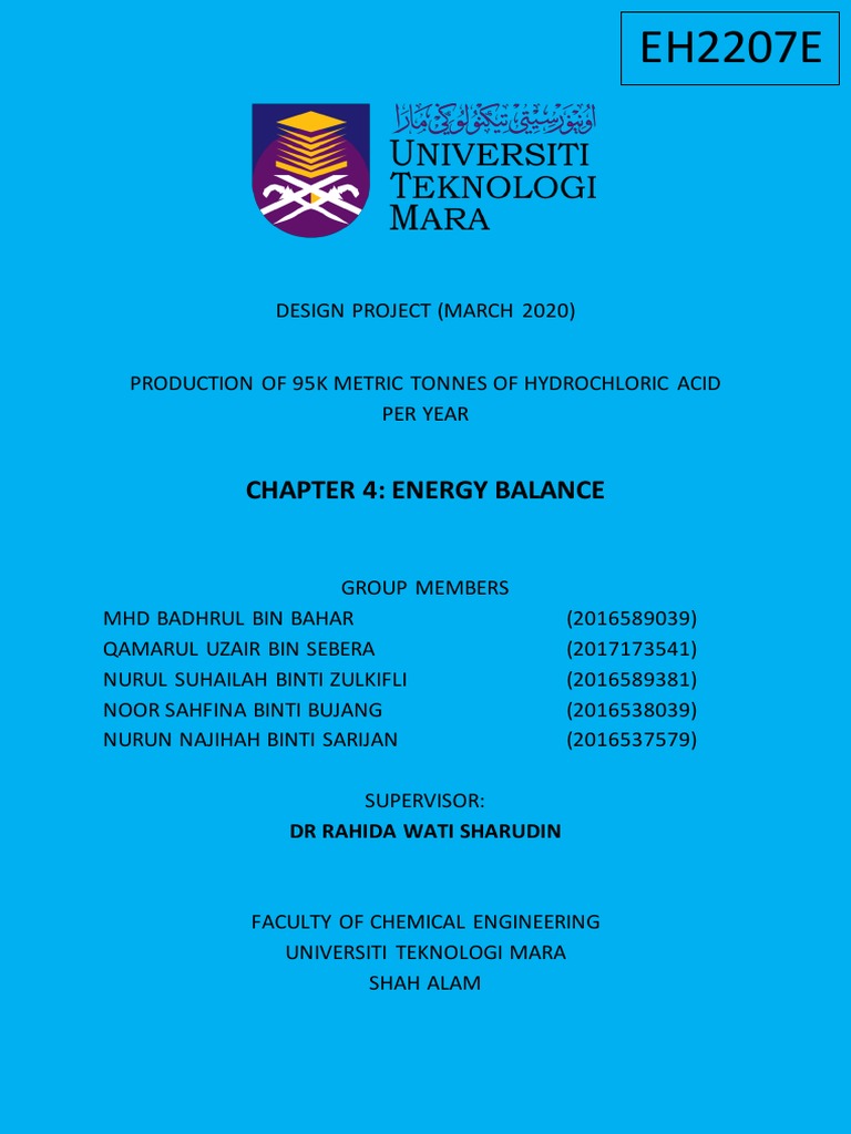 Chapter 4 Energy Balance-Production of Hydrochloric Acid | PDF ...