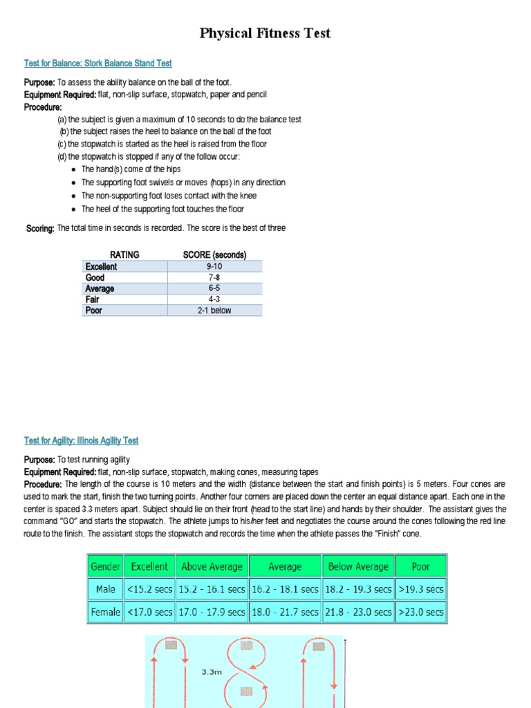 Physical Fitness Test: Test For Balance: Stork Balance Stand Test | PDF ...