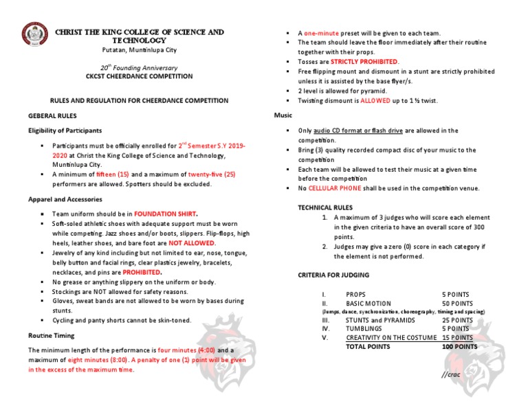 Cheerdance Rules | PDF | Shoe | Cheerleading