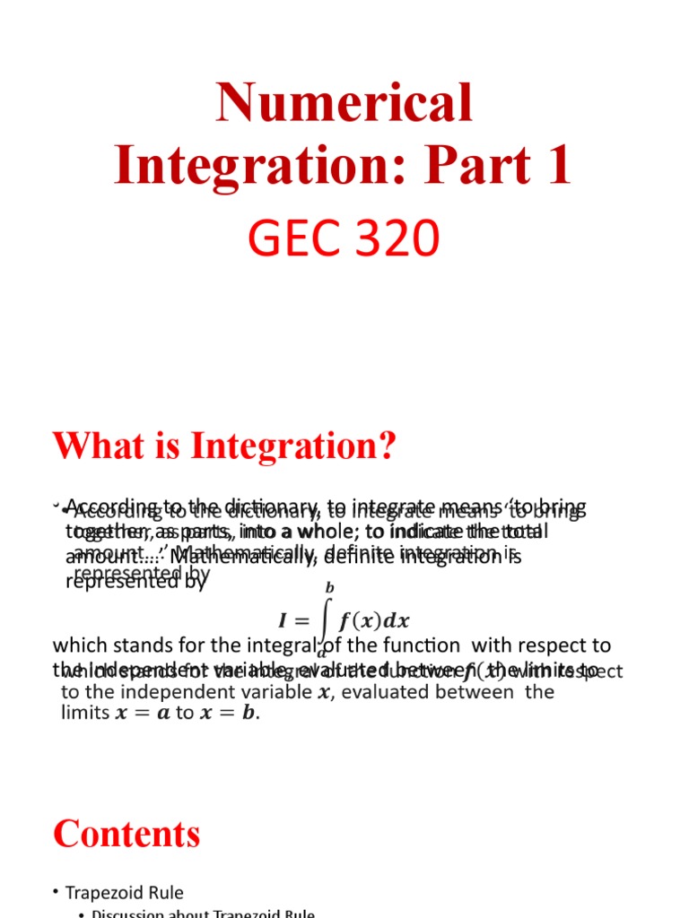Numerical Integration (GEC 320) | PDF | Integral | Numerical Analysis