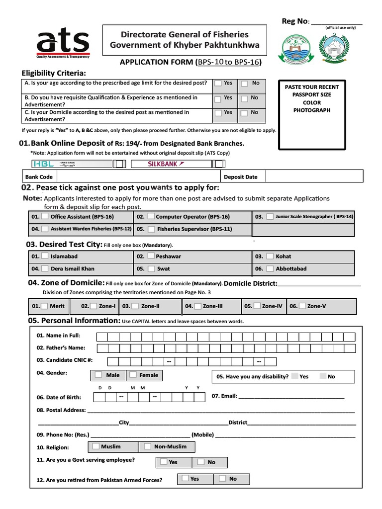 Directorate-of-Fisheries - Application-Form | PDF | Khyber Pakhtunkhwa ...