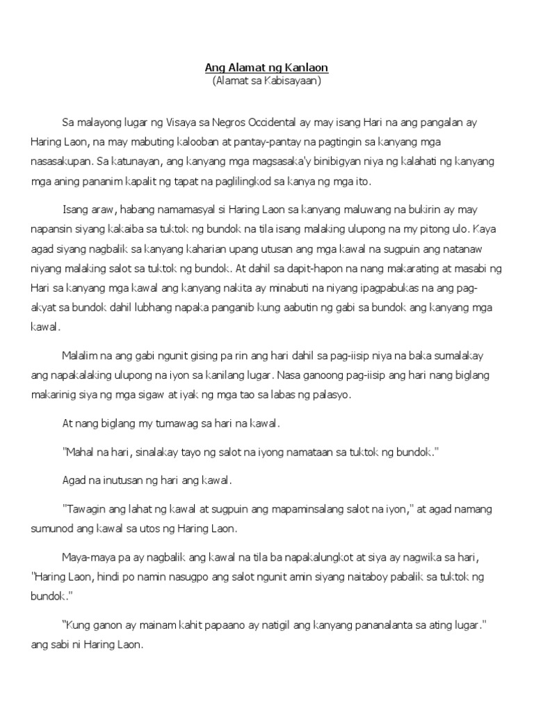 Ang Alamat NG Kanlaon | PDF Ang Alamat NG Kanlaon | PDF