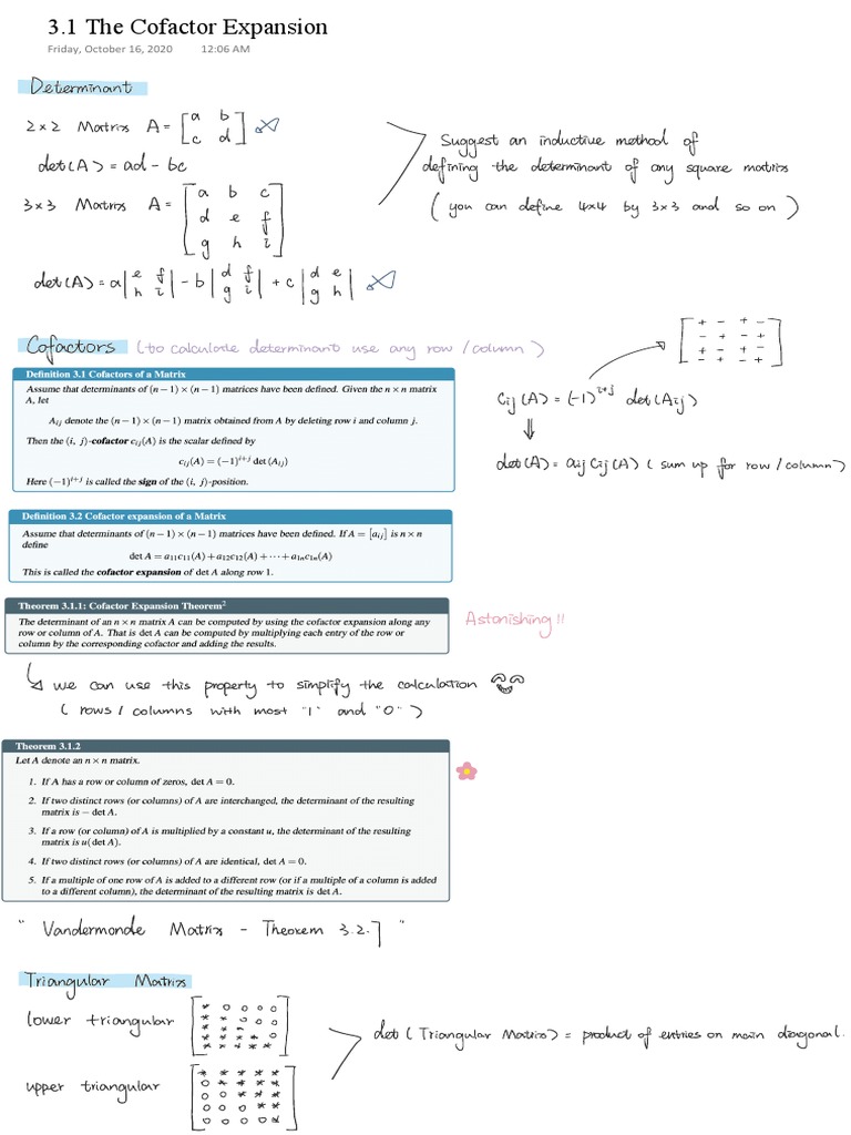 3.1 The Cofactor Expansion | PDF