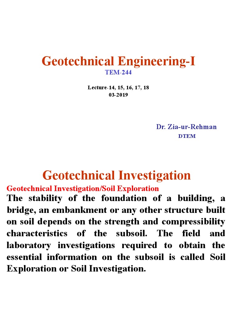 Geotechnical Soil Exploration Methods | PDF | Drilling Rig ...