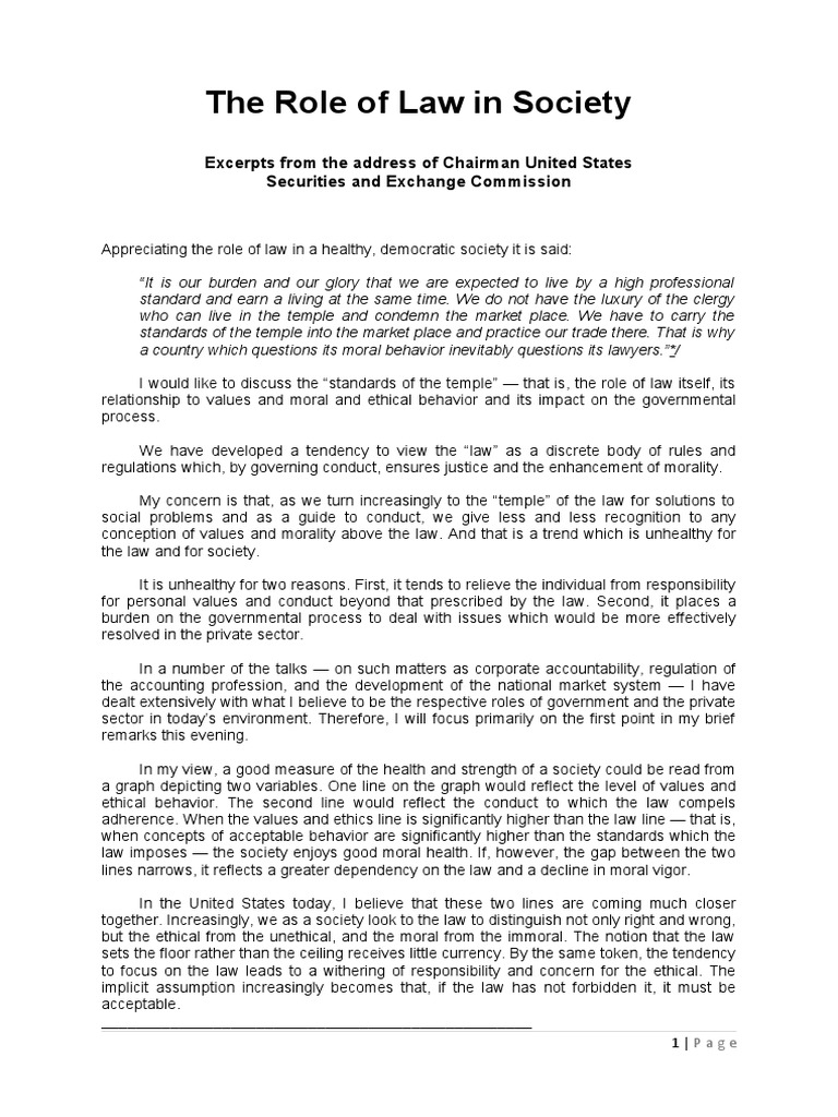The Role of Law in Society | PDF | Value (Ethics) | Morality
