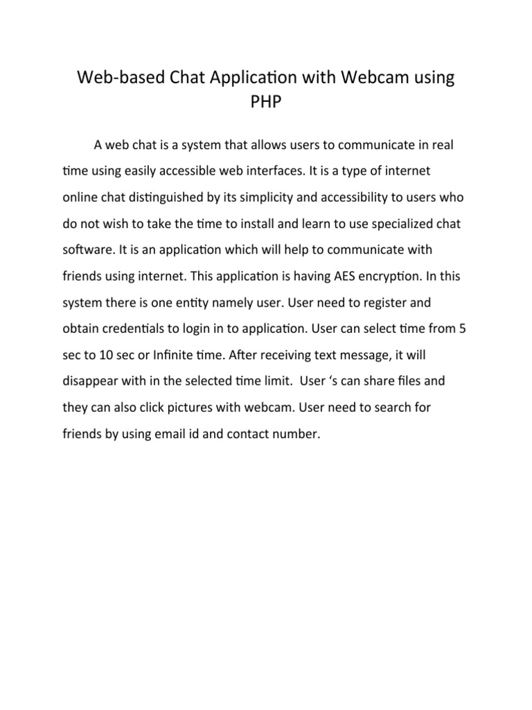 Web-Based Chat Application With Webcam Using PHP | PDF