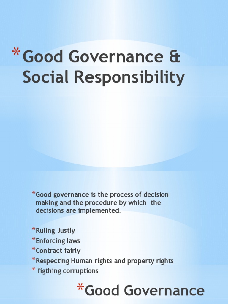 Good Governance & Social Responsibility | PDF | Good Governance ...