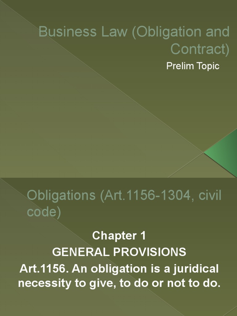 Business Law (Obligation and Contract) | PDF | Law Of Obligations | Government Information