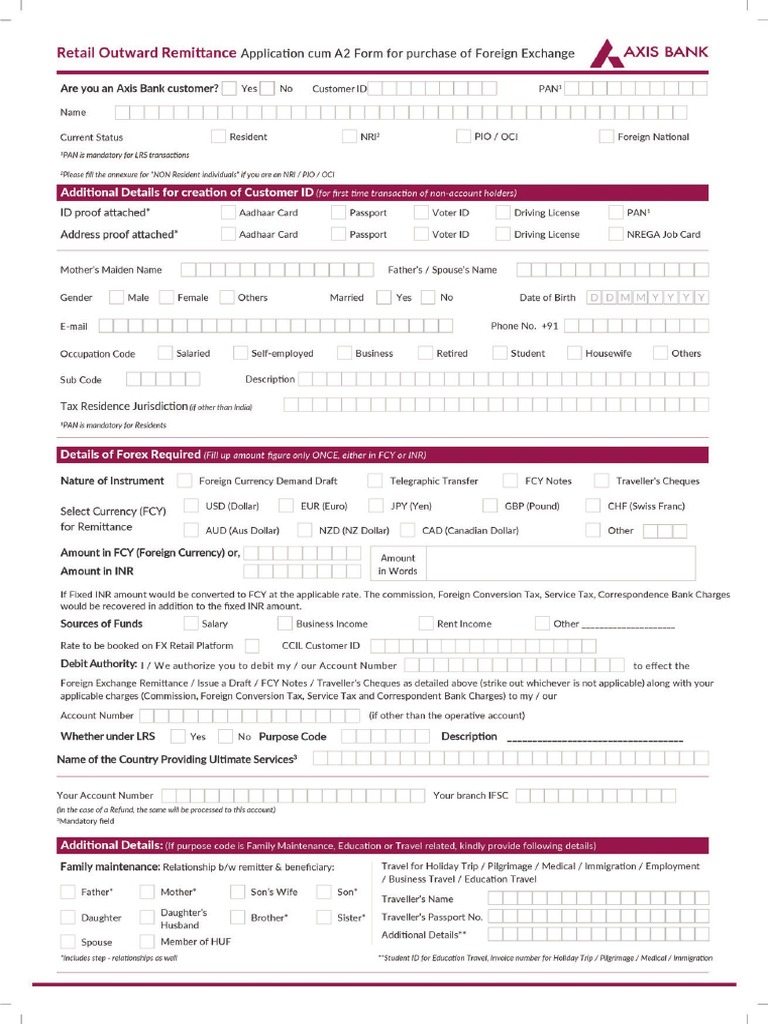 Application Cum Form - A2 For Outward Remittance | PDF
