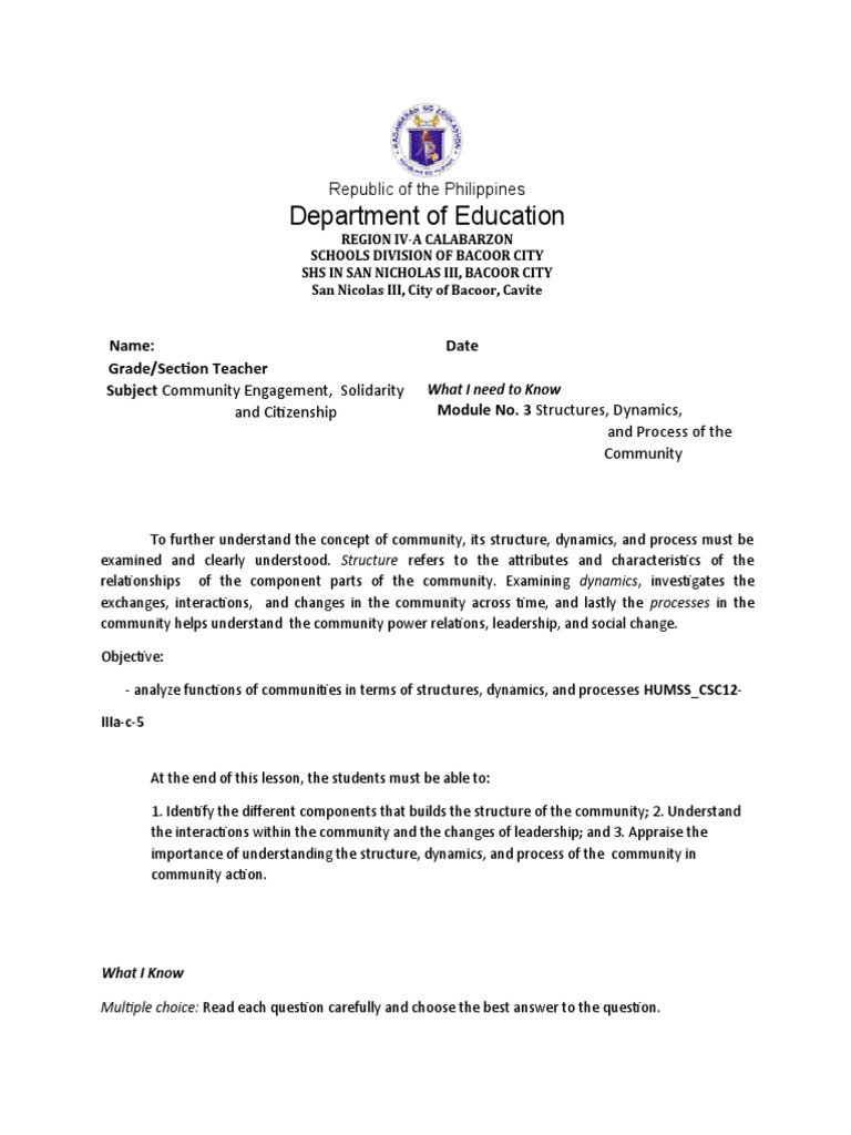 Module Week 3 CESC (Strcutures, Dynamics, and Functions of The ...