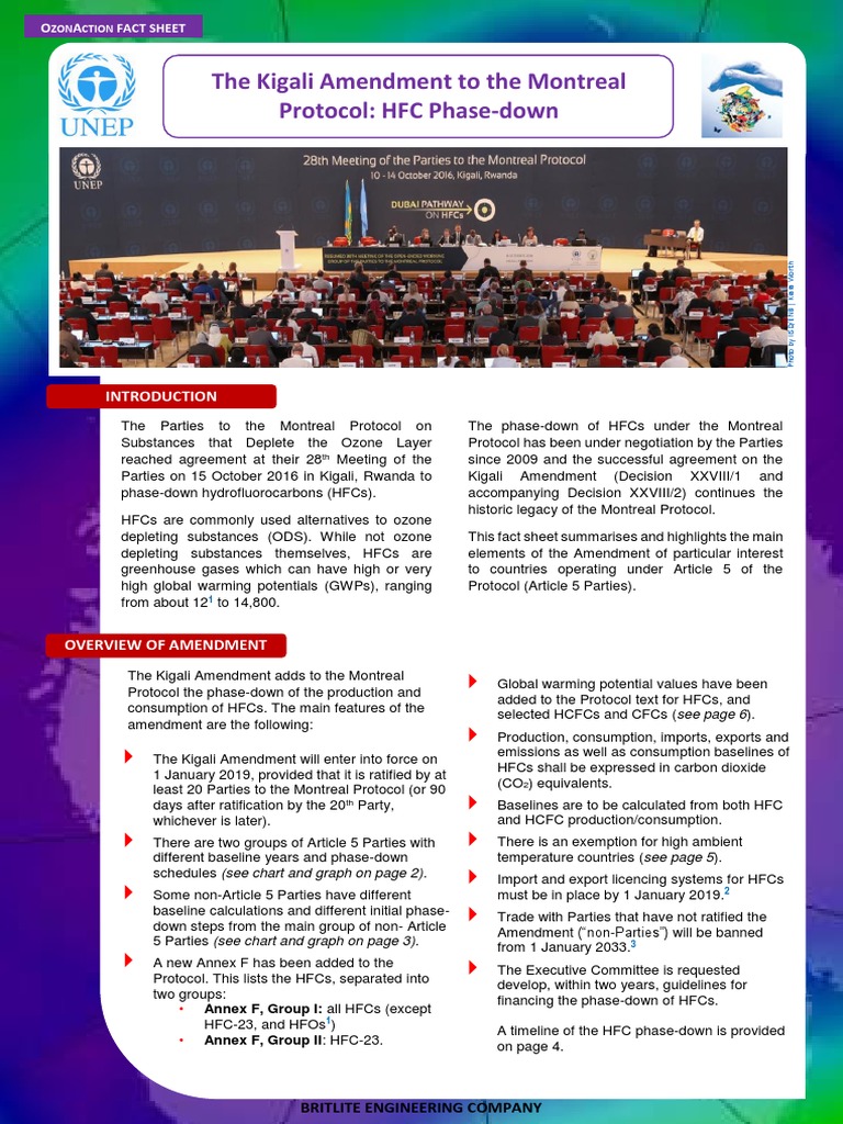 The Kigali Amendment To The Montreal Ptotocol - HFC Phase Down | PDF ...