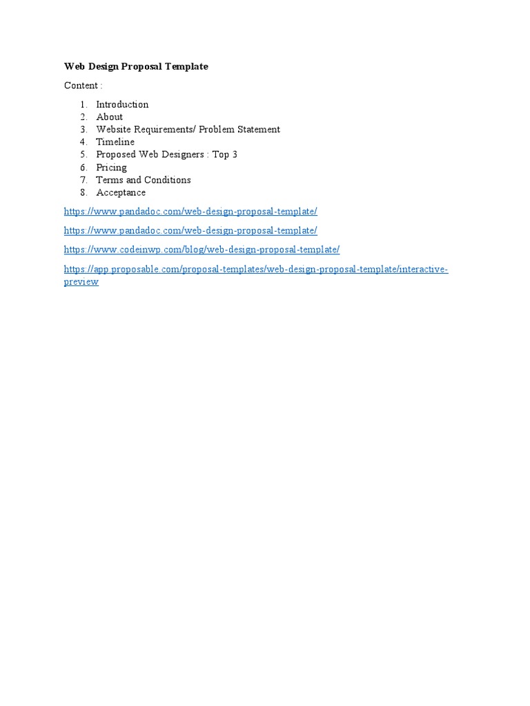 Web Design Proposal Template Guide | PDF | Web Design | Word Press