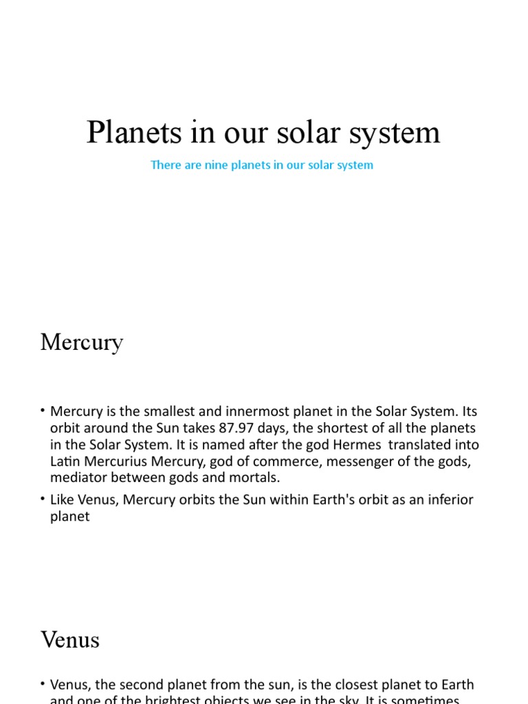 Planets in Our Solar System | PDF | Neptune | Planets