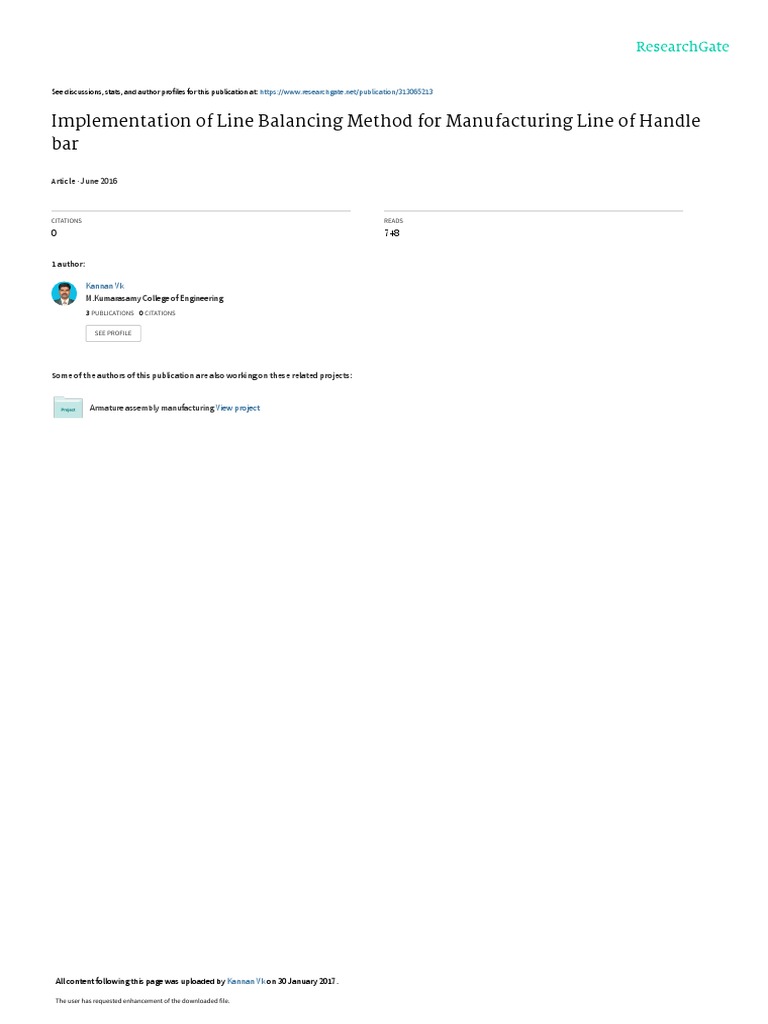 Implementation of Line Balancing Method For Manufacturing Line of ...