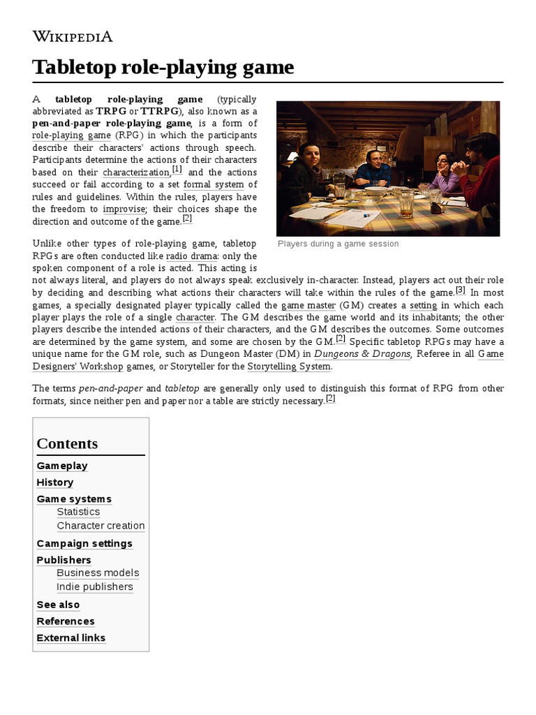 Tabletop Role-Playing Game Pen-And-Paper Role-Playing Game, Is A Form ...