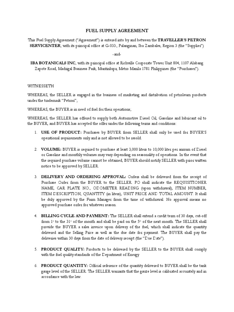 Petron Contract | PDF | Invoice | Business Law