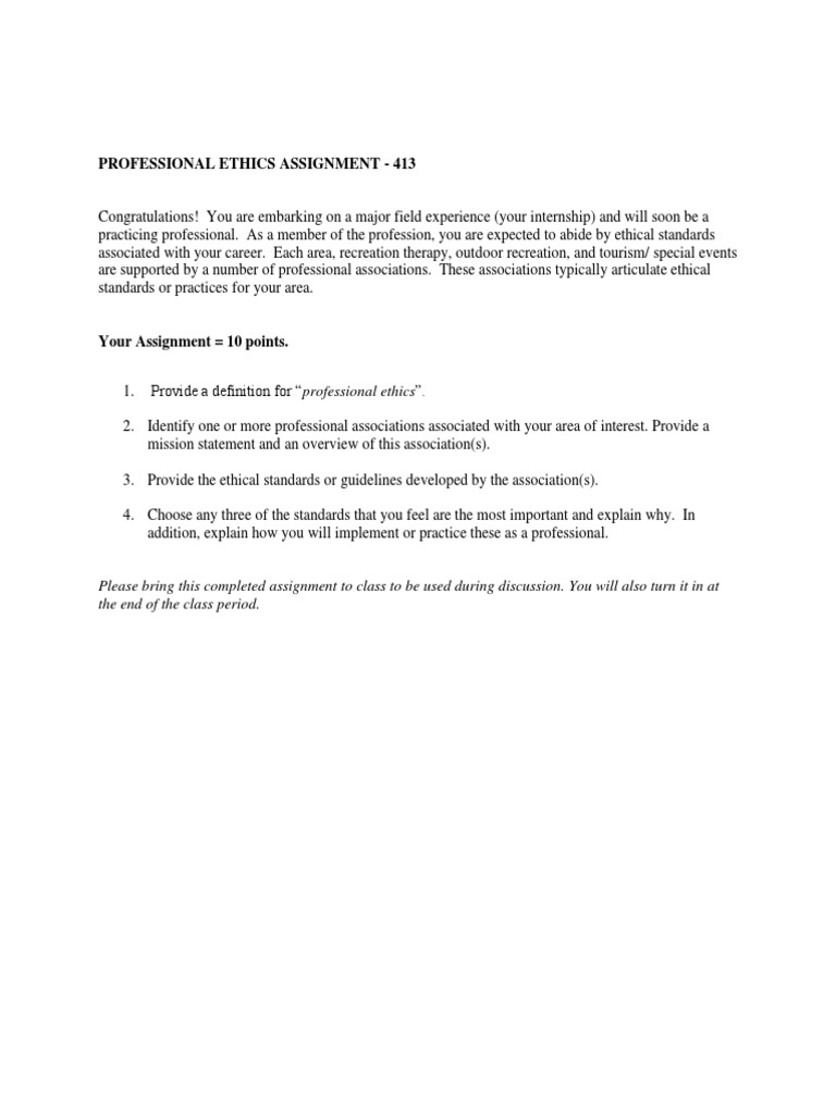 Professional Ethics Assignment | PDF