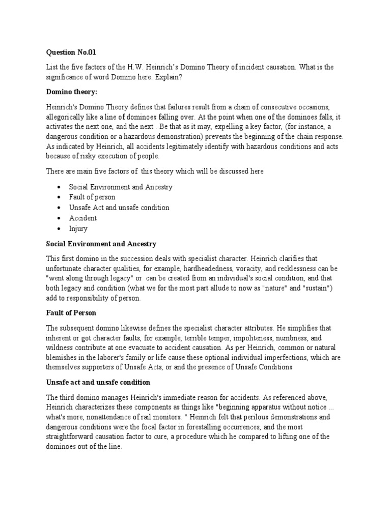 Domino Theory | PDF | Occupational Safety And Health | Occupational ...