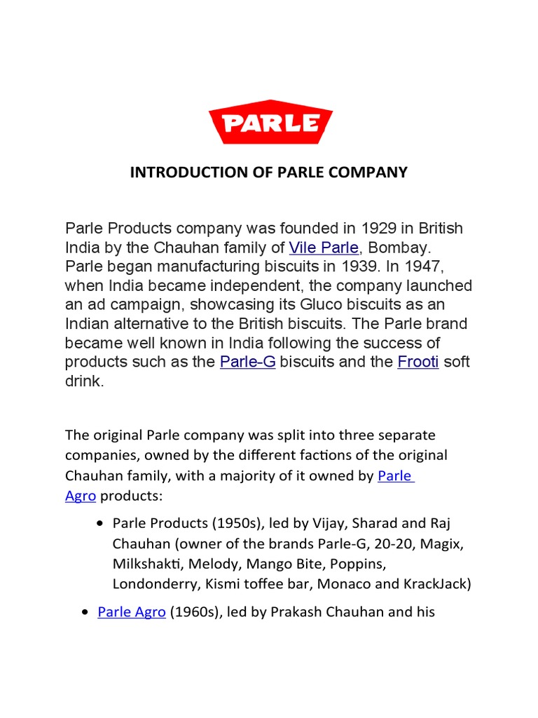 Introduction of Parle Company | PDF | Performance Management ...