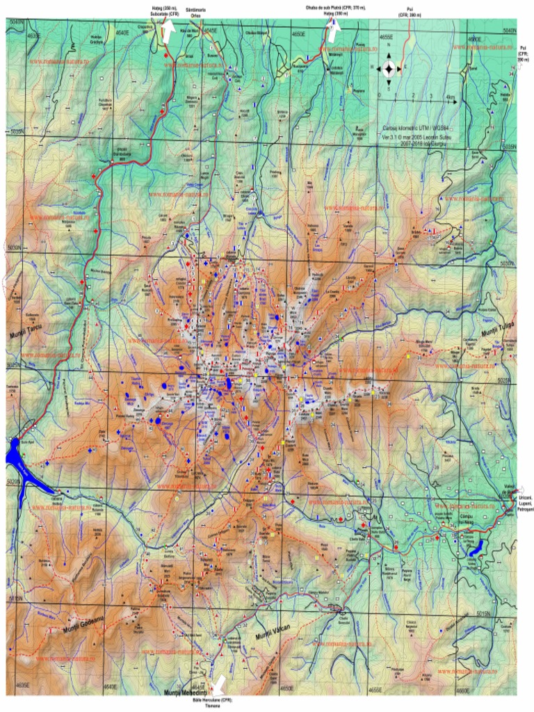 Harta Muntii Retezat An 2018 55x55cm Romania Natura | PDF