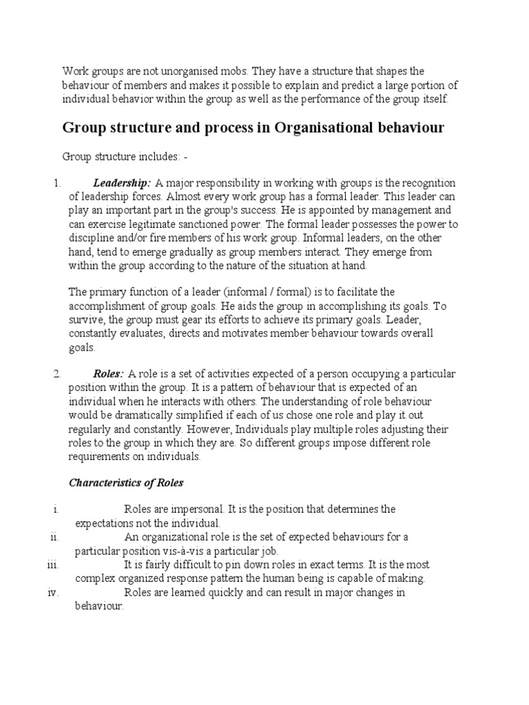 Understanding Group Structure and Dynamics: An Analysis of the Key ...