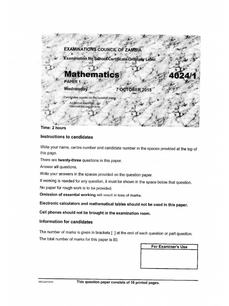 g12 Maths p1 2015 PDF | PDF