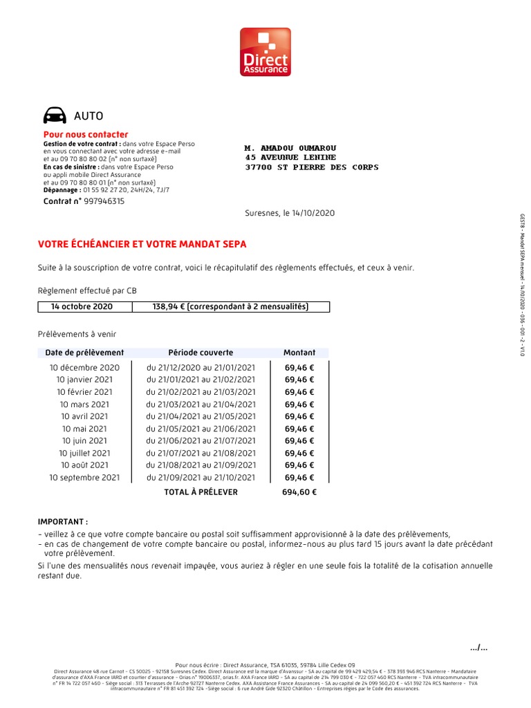Échéancier | PDF | Assurance | Bancaire
