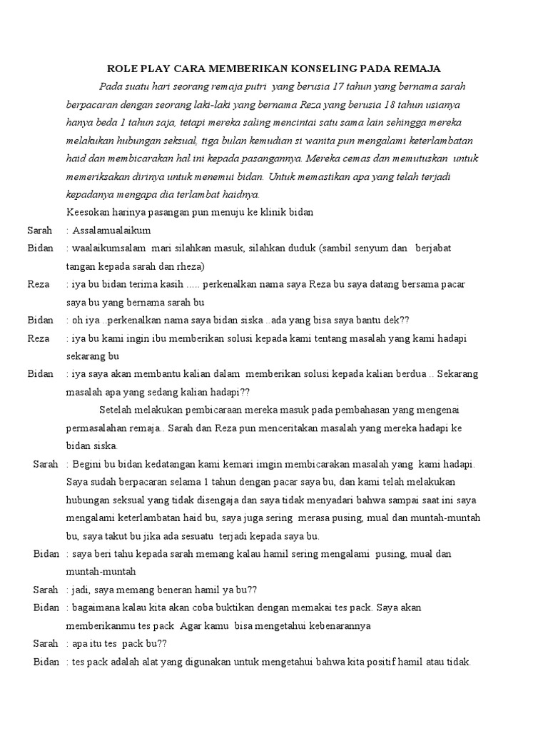 Role Play Cara Memberikan Konseling Pada Remaja | PDF