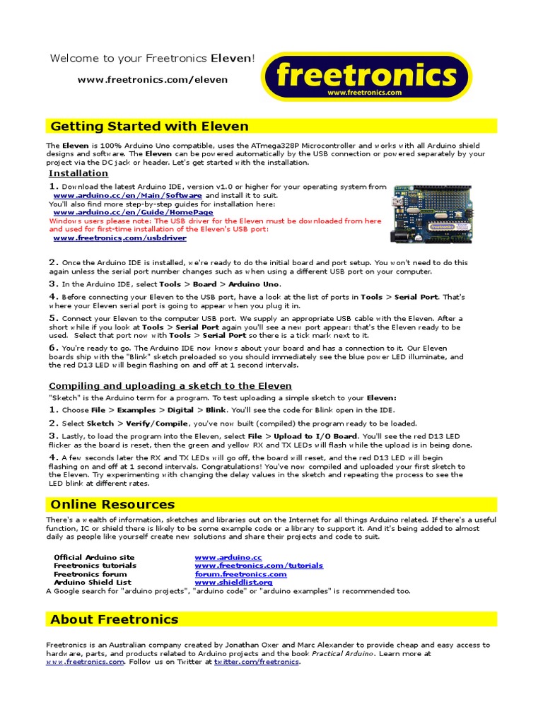 Getting Started With Eleven: Welcome To Your Freetronics Eleven! | PDF ...