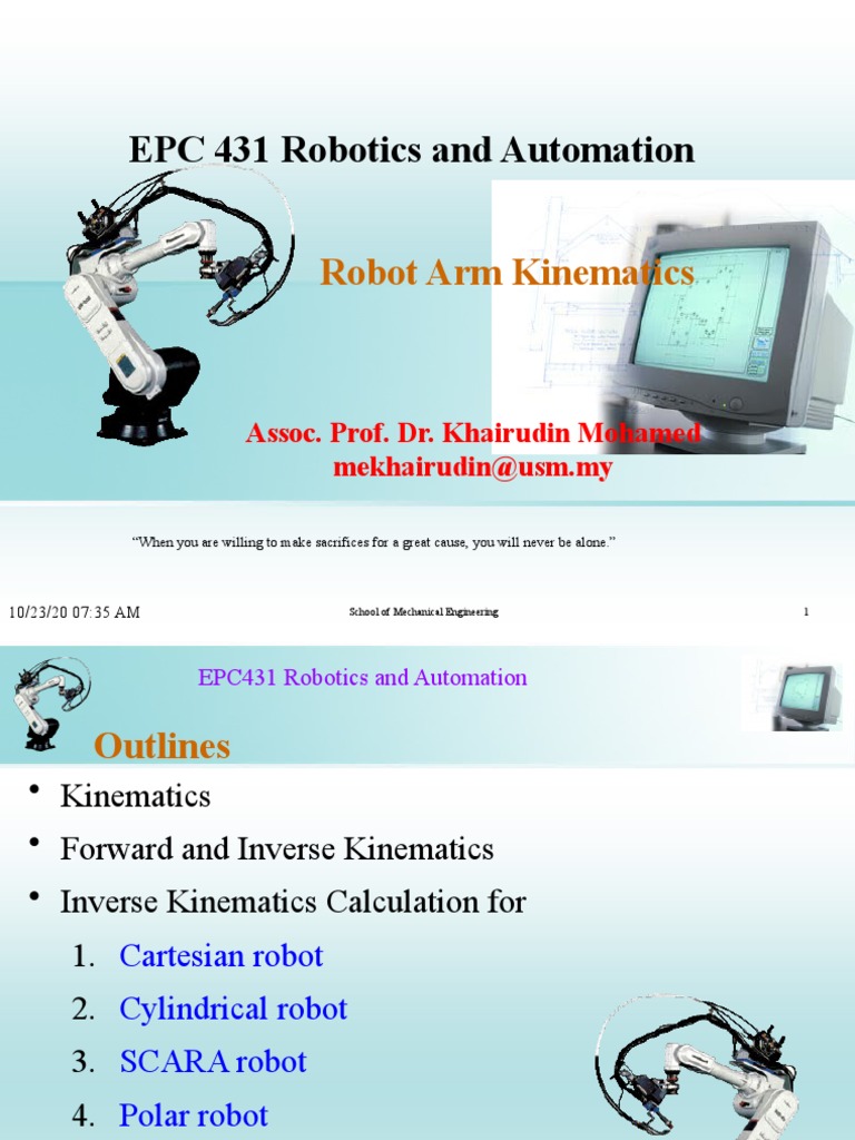 EPC431 2020 Kinematic Present 1 | PDF | Kinematics | Cartesian ...